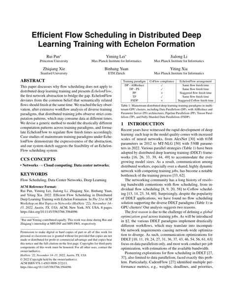 Pdf Efficient Flow Scheduling In Distributed Deep Learning Training With Echelon Formation