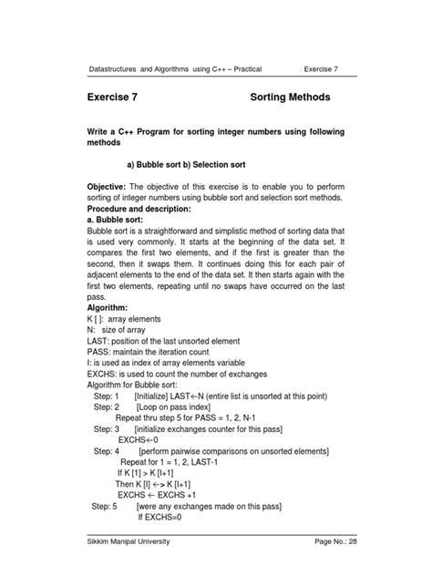 Bca2060 Exercise 7 Slm Pdf Array Data Structure Algorithms And