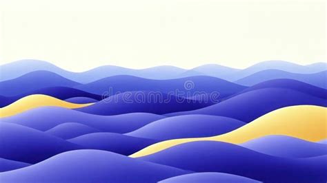 Serene Abstract Blue And Yellow Wave Landscape Peaceful Calming Illustration Of Undulating