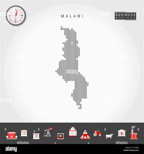 Vector Vertical Lines Pattern Map Of Malawi Striped Simple Silhouette Of Malawi Realistic