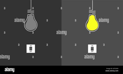 Turning On And Off Flat Light Bulb With Light Switches On Grey