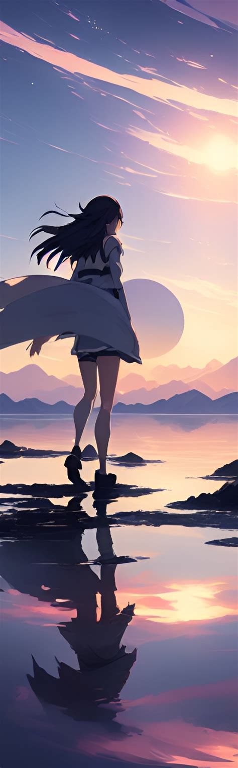 900x2900 Anime Girl Walking On Water Hd Ai Art 900x2900 Resolution