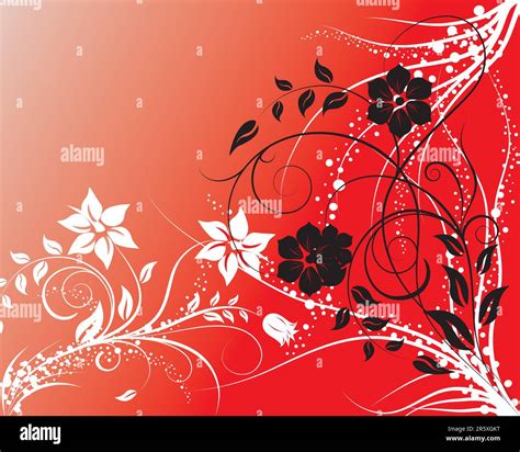 Floral Vector Illustration On Red Gradient Background Stock Vector
