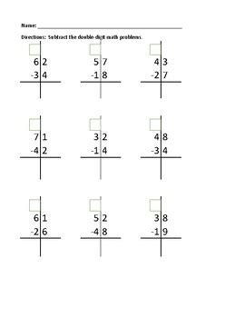 Double Digit Subtraction Worksheets By Jennifer Pollock TPT
