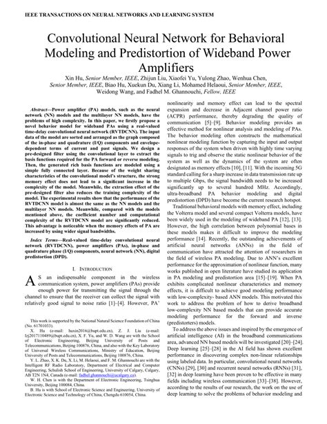 Pdf Convolutional Neural Network For Behavioral Modeling And Predistortion Of Wideband Power