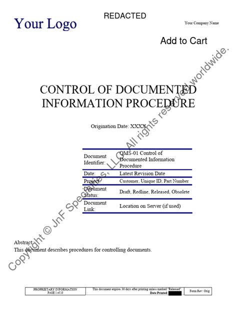 Control Of Documented Information Procedure Demo Download Free Pdf Computing Computer