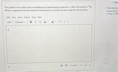 solved the position of an object that is oscillating on an