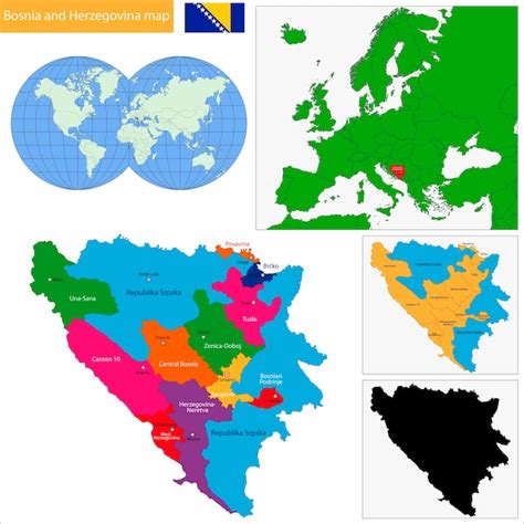 보스니아 헤르체고비나지도 프리미엄 벡터