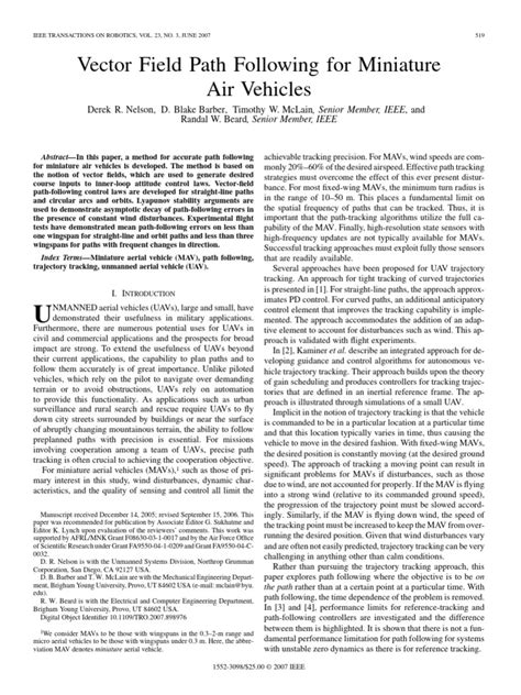 2 Vector Field Path Following For Miniature Air Vehicles Pdf Orbit Function Mathematics