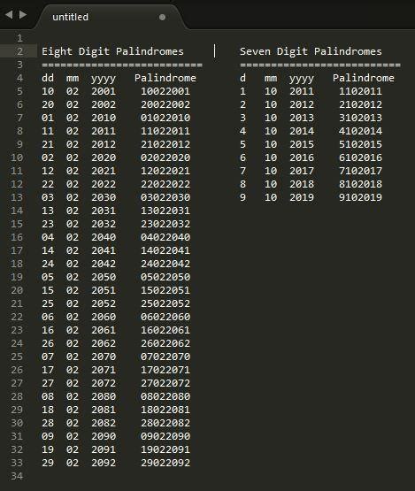 Palindromic Dates Counterintuitive Fall 2024