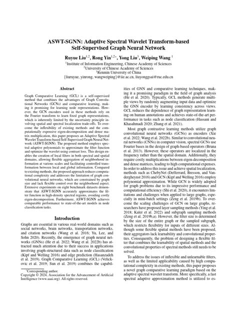 Aswt Sgnn：基于自适应谱小波变换的自监督图神经网络 Pdf Eigenvalues And Eigenvectors Wavelet