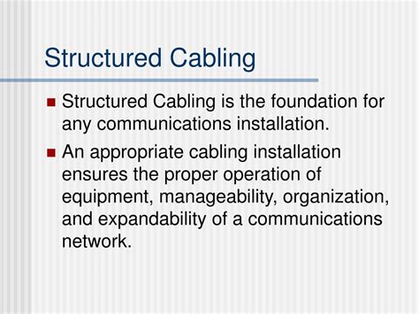 PPT Cabling Structured Cabling Standards PowerPoint Presentation Free Download ID
