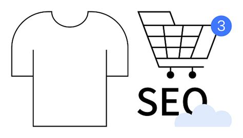 쇼핑 카트 Seo 텍스트 및 온라인 쇼핑을 나타내는 티셔츠 일러스트레이션을 사용한 전자 상거래 개념 T 셔츠에 대한 스톡 벡터 아트 및 기타 이미지 Istock