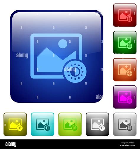 Adjust Image Saturation Icons In Rounded Square Color Glossy Button Set