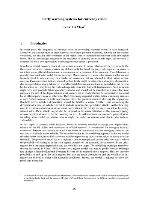Pdf Early Warning Systems For Currency Crises