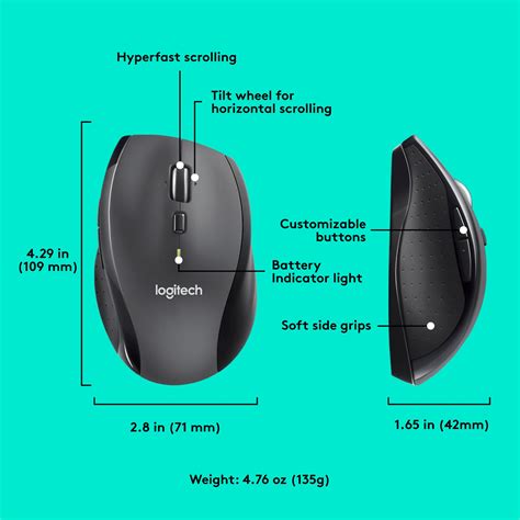 Logitech M705 Marathon Wireless Optical Mouse With 5 Programmable Buttons Wireless Black 910