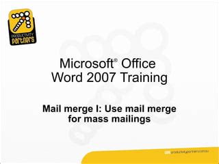 Mail Merge Without Questions PPT