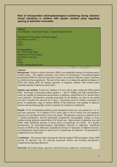 Role Of Intraoperative Electrophysiological Monitoring During