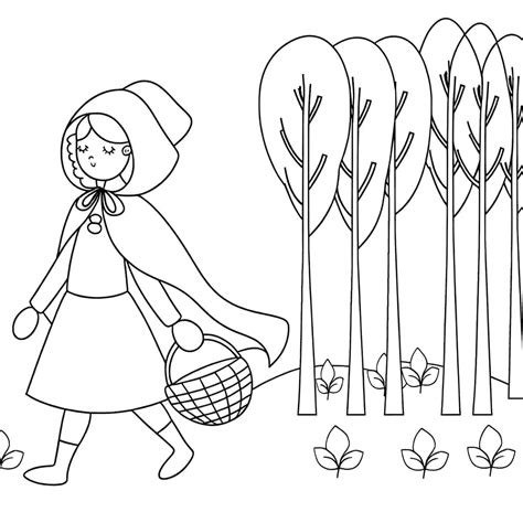 Chaperon Rouge Visite Forêt Coloriage Gratuit à Imprimer Passcoloriage