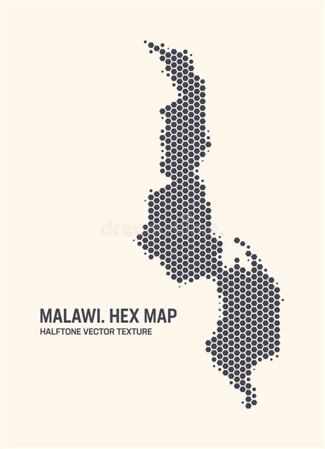 Malawi Map Vector Hexagonal Half Tone Pattern Isolated On Light
