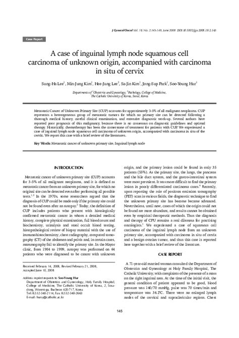 Pdf A Case Of Inguinal Lymph Node Squamous Cell Carcinoma Of Unknown