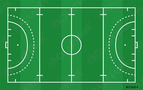 Hockey Campo Verde Plano Césped Campo De Hockey Con Vector De Stock