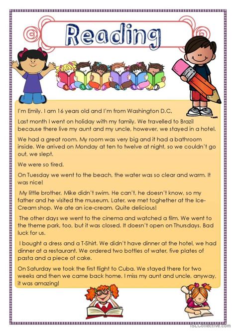 Past Simple Reading Exercises найдено 90 изображений