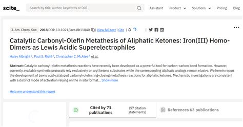 [citation Report] Catalytic Carbonyl Olefin Metathesis Of Aliphatic Ketones Iron Iii Homo