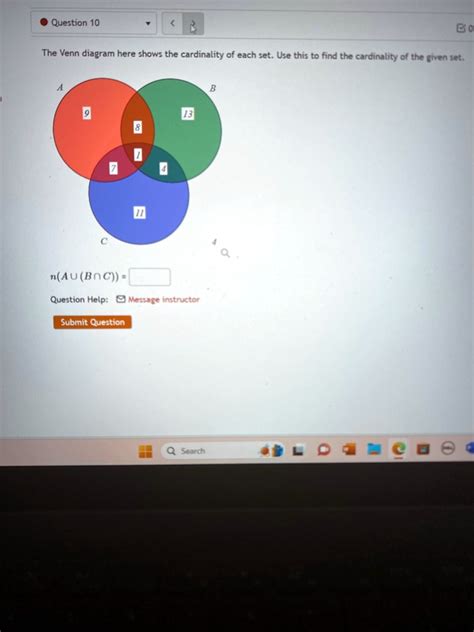 Get Answer The Venn Diagram Here Shows The Cardinality Of Each Set