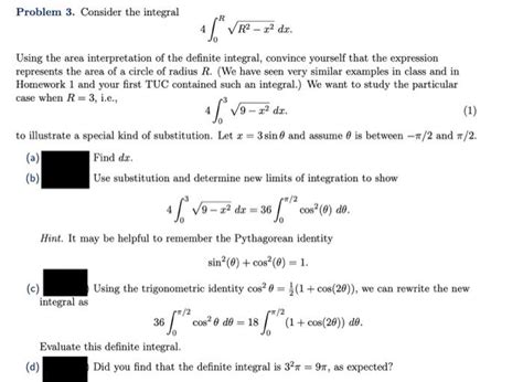 solved problem 3 consider the integral 4∫0rr2−x2dx using