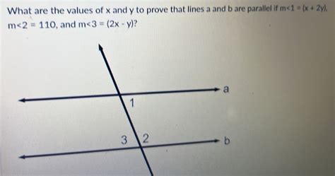 what are the values of x and y to prove that lines a and b are parallel