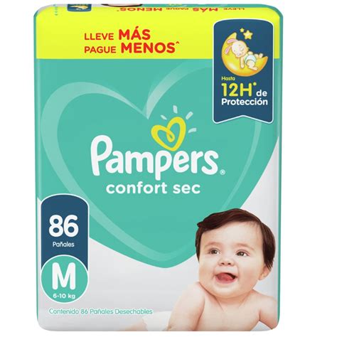 Pañales Desechables Pampers Confort Sec M 86 Unidades Lider