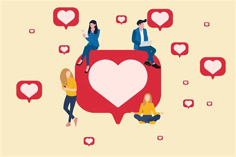 소셜 미디어 인플루언서 소셜 미디어 중독 인기 영향력 현대 라이프 스타일 및 광고의 개념 Brand Name Online Messaging Platform에 대한 스톡 벡터