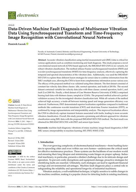 Pdf Data Driven Machine Fault Diagnosis Of Multisensor Vibration Data Using Synchrosqueezed