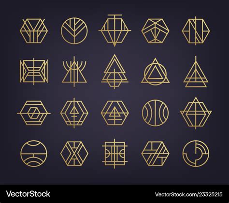 Set Abstract Geometric Logos Art Deco Royalty Free Vector
