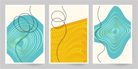 60 년대 아트 캔버스 기하학적 모양과 선의 집합입니다 모조 수채화 페인팅 텍스처 브로셔 디자인 1960 년대 스타일 미니멀 한 손 페인트 모양 골드 라인 수채화에 대한