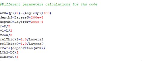 The Calculation Section Which Includes All The Formulas Used To Download Scientific Diagram