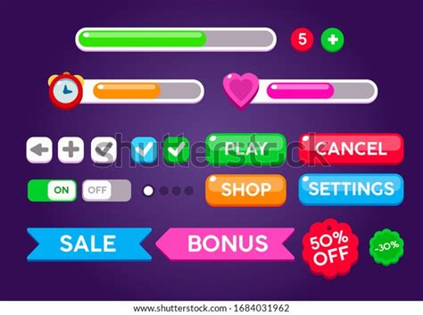 Game Ui Set Complete Elements Graphical Stock Vector Royalty Free 1684031962