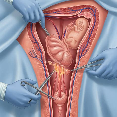 Medical Illustration Showing A Surgical Procedure Inside The Female