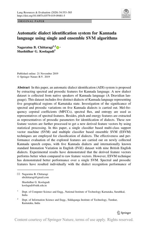 Automatic Dialect Identification System For Kannada Language Using Single And Ensemble Svm
