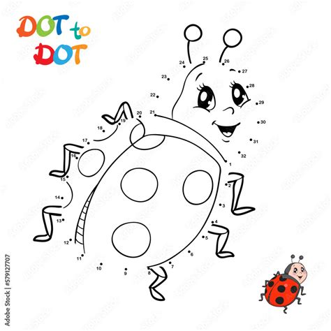Connect The Dots And Draw Cute Cartoon Ladybug Educational Game For
