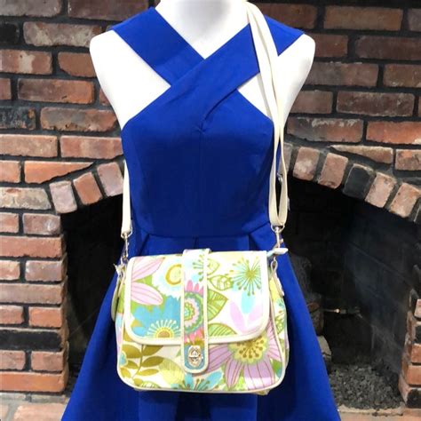 Spartina 449 Crossbody Linen And Leather Floral Bag Gem