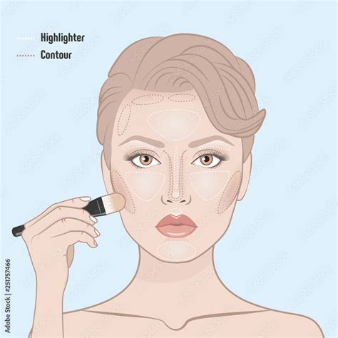 Face Shape Contour Guide Vector Illustration Womans Face And Hand