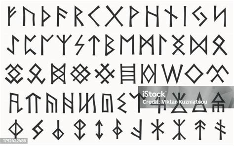 룬 라틴 알파벳 이전에 게르만어에서 사용된 룬 문자의 벡터 모음입니다 긁힌에 대한 스톡 벡터 아트 및 기타 이미지 긁힌 룬 마녀 Istock