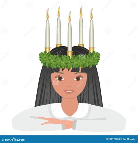 Lucia Girl With Black Hair Vector Illustration Stock Vector