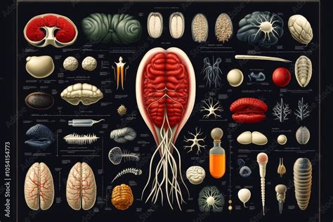 Vintage Style Scientific Poster Of A Stem Cell Differentiating Into Various Cell Types With