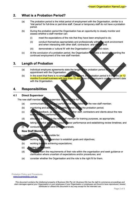 Australian Probation Policy Template Business Kitz