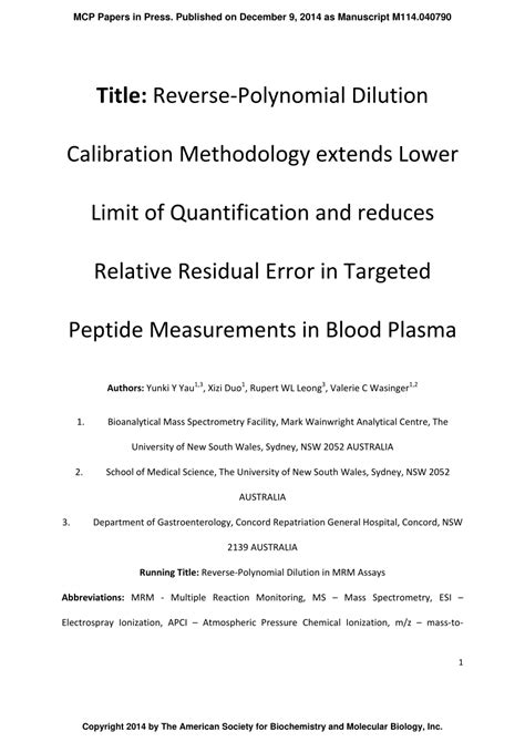 Pdf Reverse Polynomial Dilution Calibration Methodology Extends Lower Limit Of Quantification