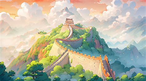 壮观的万里长城插画图片下载 正版图片600549552 摄图网
