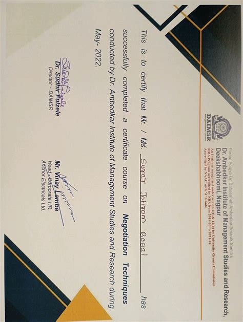 Suraj Bagal On Linkedin Negotiationskills Certificationcourse Daimsr